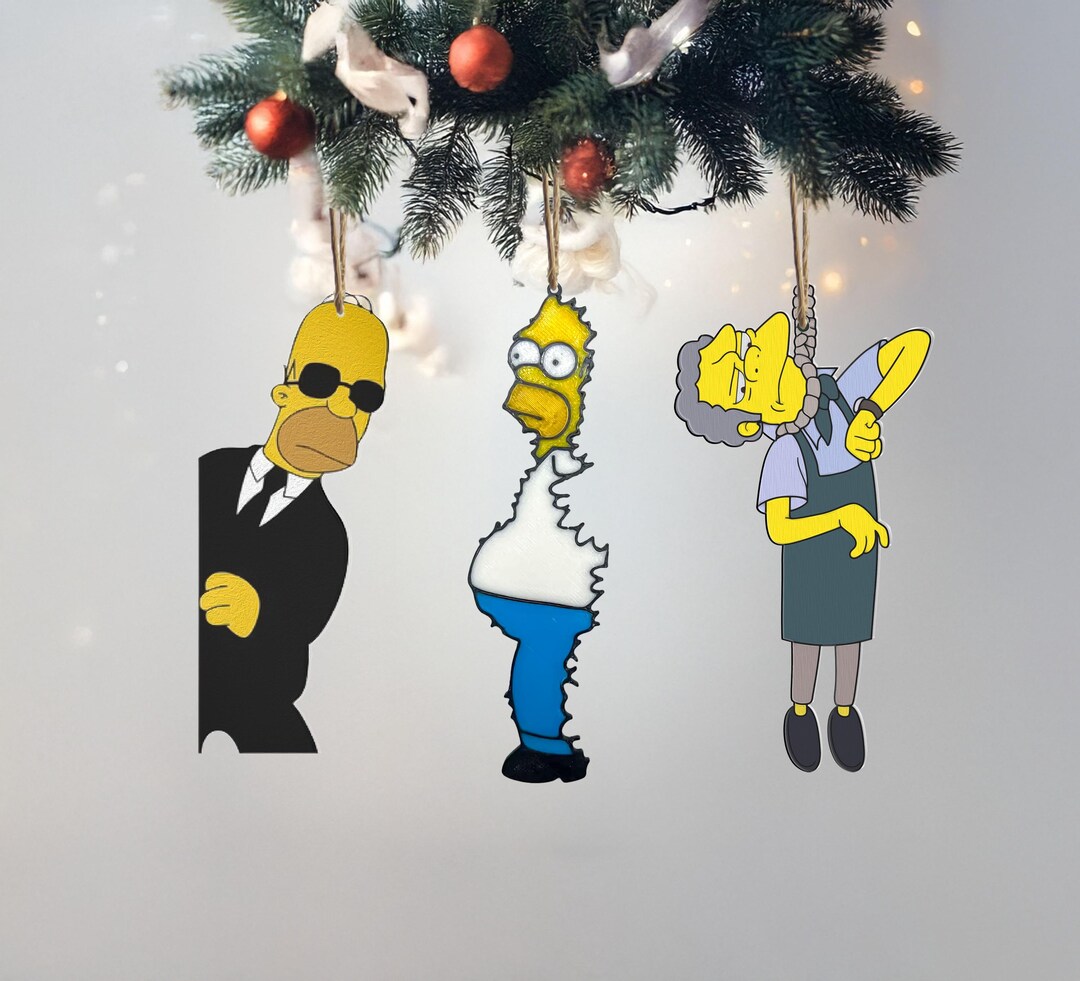 Homer Simpson Hiding in Bushes Meme Ornament Set | 3x Pack | Double ...