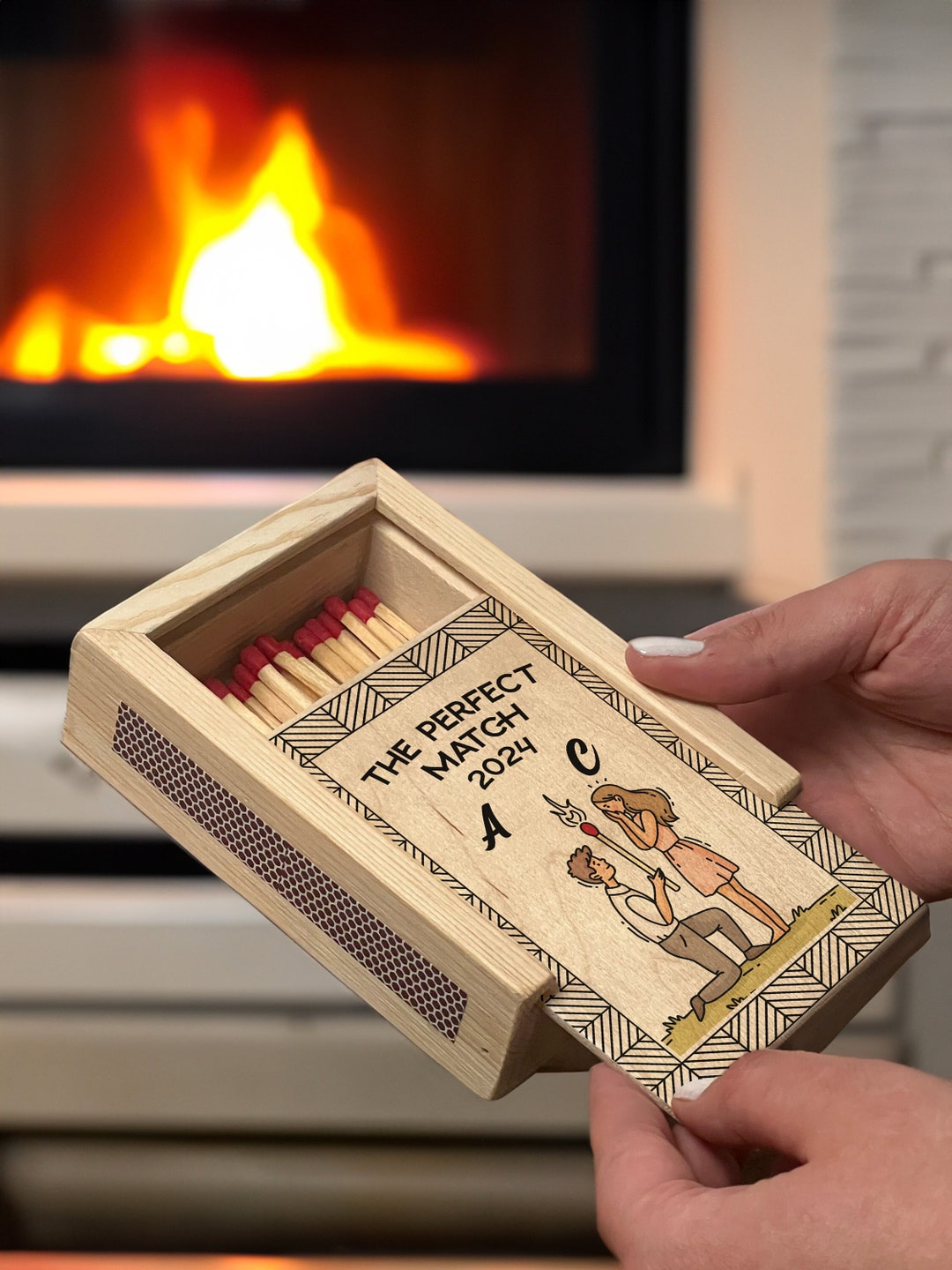 PERSONALIZED Couples Matchbox | Custom Wood Matchbox for Couples ...