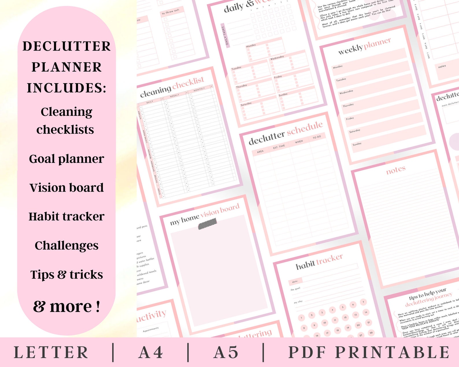 Declutter Planner Declutter Checklist Cleaning Schedule - Etsy