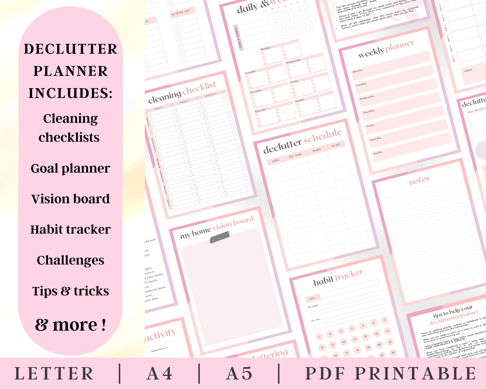 Declutter Planner Declutter Checklist Cleaning Schedule - Etsy