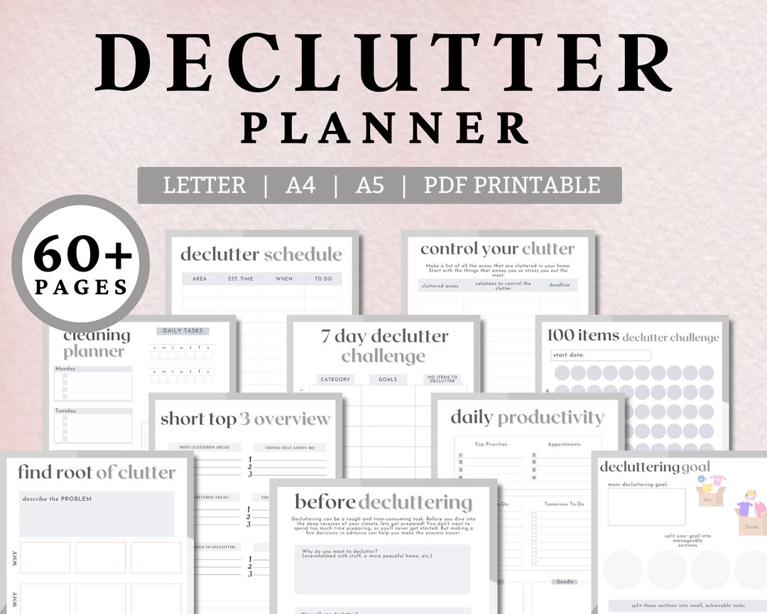 Declutter Planner, Declutter Checklist, Cleaning Schedule, Cleaning Checklist, Declutter ...