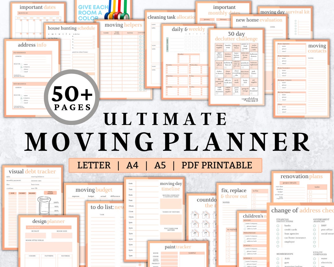 Moving Checklist, Moving Planner, Moving Binder, Moving Gift, Moving ...