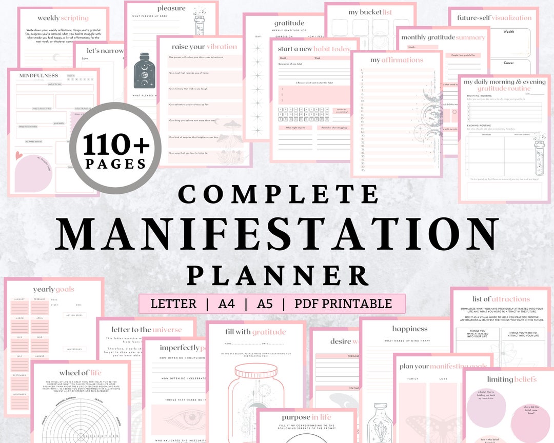 Manifestation Journal, Gratitude Journal, Wellness Journal, Law of ...