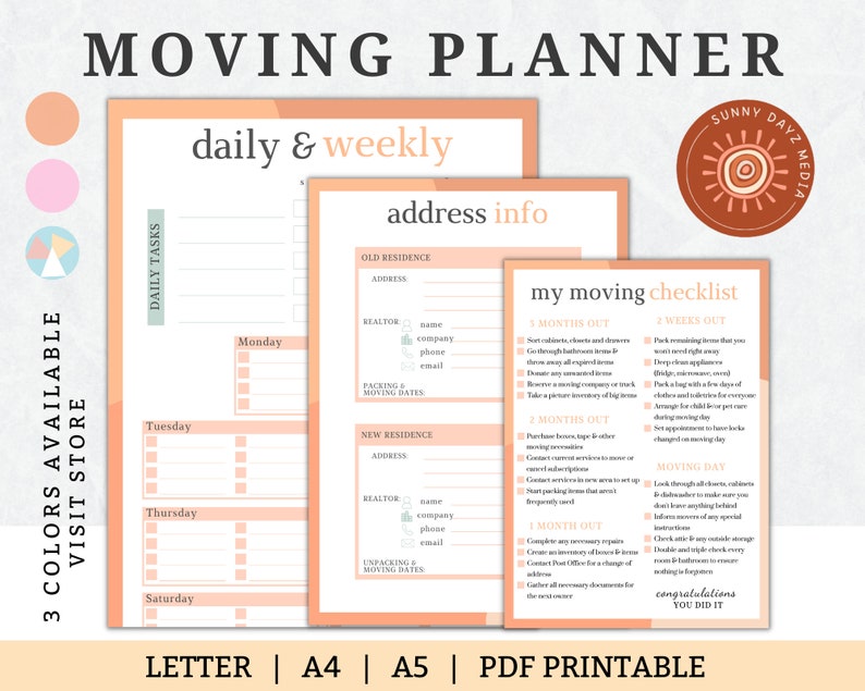 Moving Checklist Moving Planner Moving Binder Moving Gift - Etsy