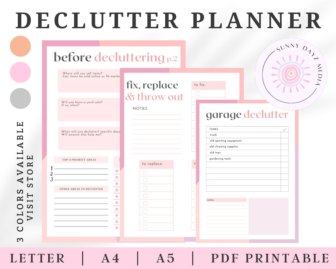 Declutter Planner Declutter Checklist Cleaning Schedule - Etsy