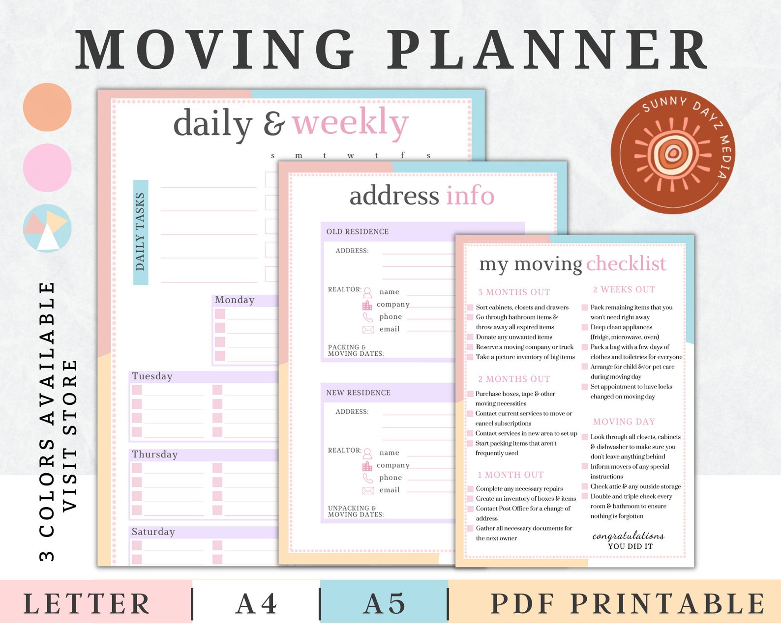 Moving Checklist, Moving Planner, Moving Binder, Moving Gift, Moving ...