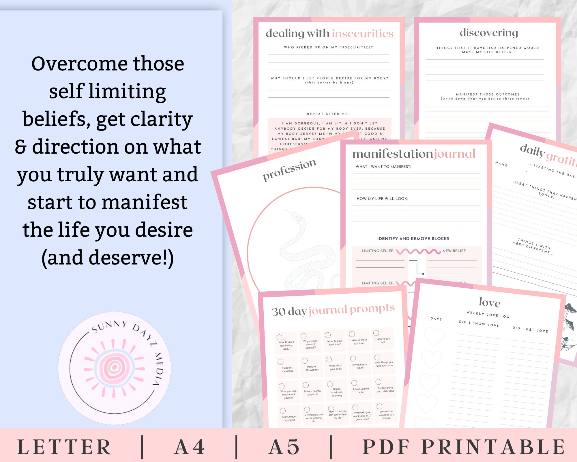 Manifestation Journal, Gratitude Journal, Wellness Journal, Law of ...