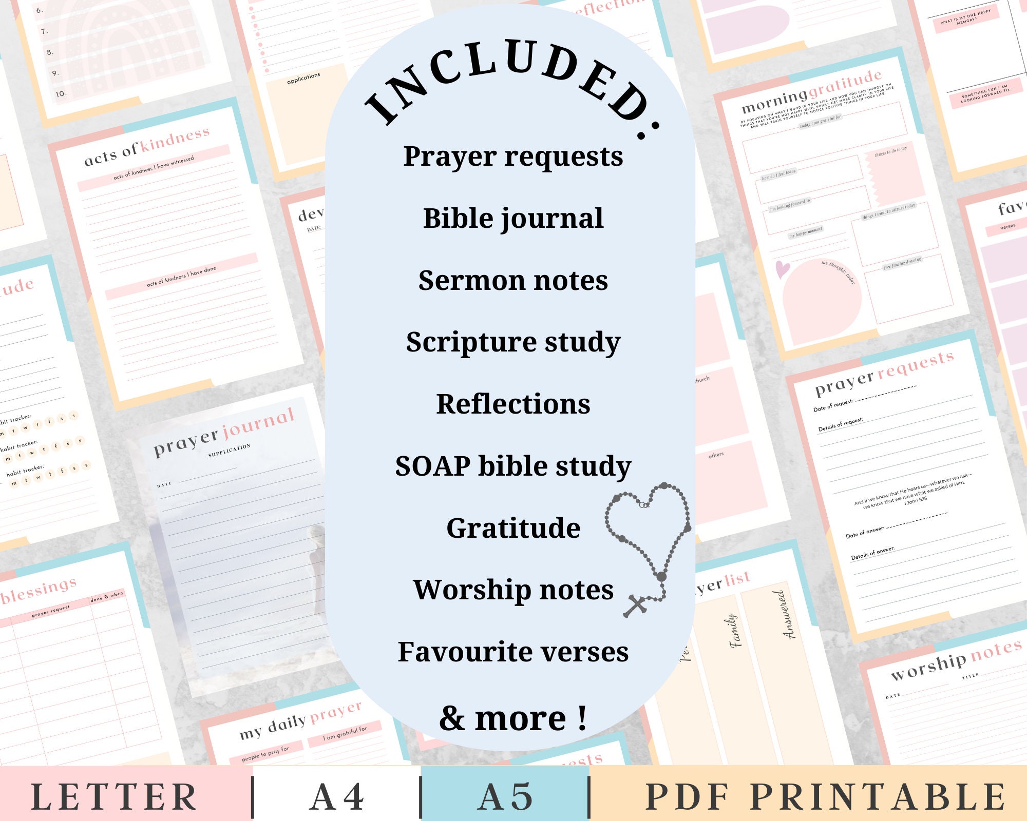 Prayer Journal, Bible Study, Gratitude Journal, God Digital Planner ...