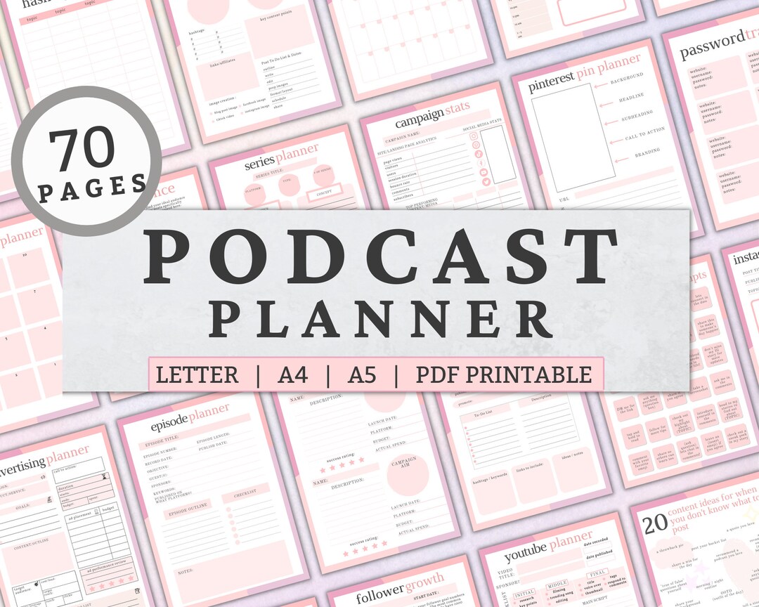 Podcast Planner, Podcast Template, Content Planner, Social Media ...