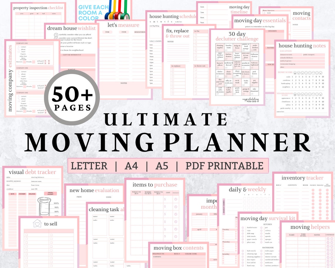 Moving Checklist, Moving Planner, Moving Binder, Moving Gift, Moving ...