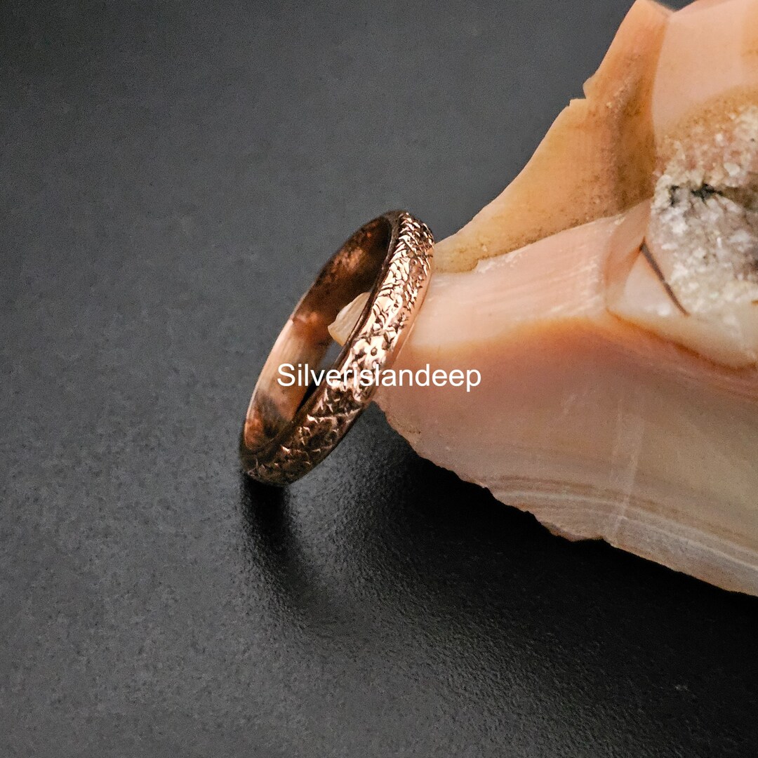 Solid Copper Ring, Stacking Copper Ring, Textured Band Ring, Pure ...