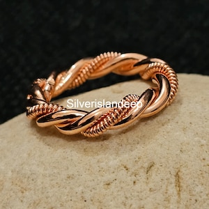 Tensor Ring ,pure Copper Spring Ring,hammered Ring, Twisted Copper Band Ring, Handmade Copper ...