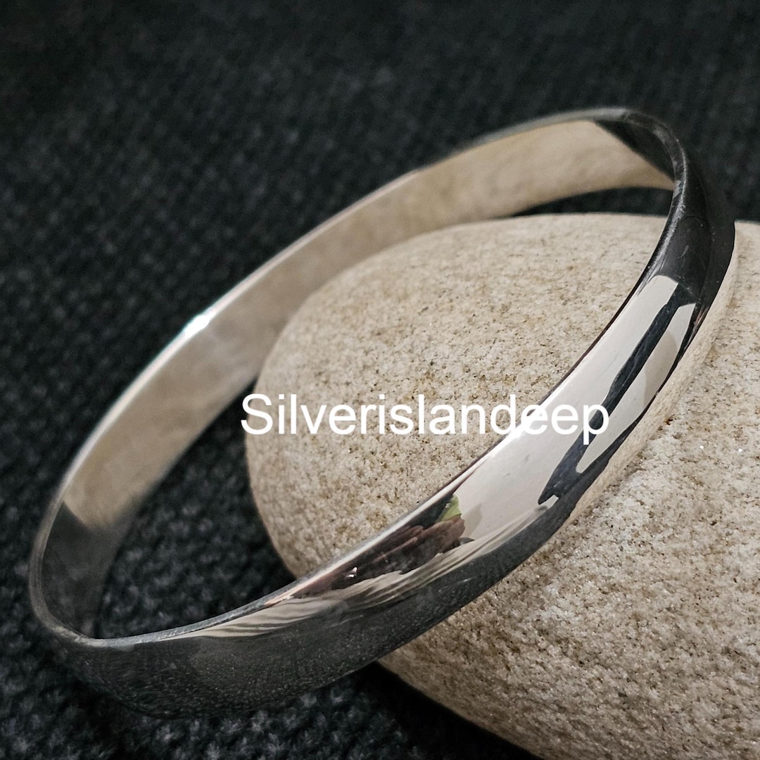 Solid Heavy Silver Bangle 925 Sterling Silver, Chunky Silver Bangle ...