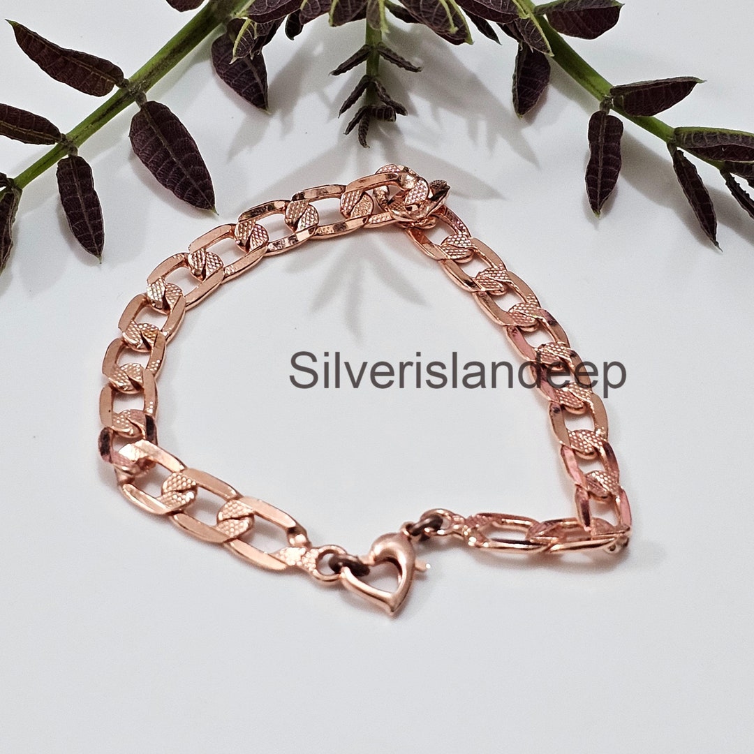 Pure Copper Curb Chain Bracelets, Handmade Solid Copper Chain Antique ...