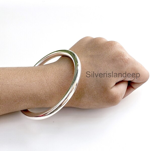 Heavy Silver Bangle - Etsy UK