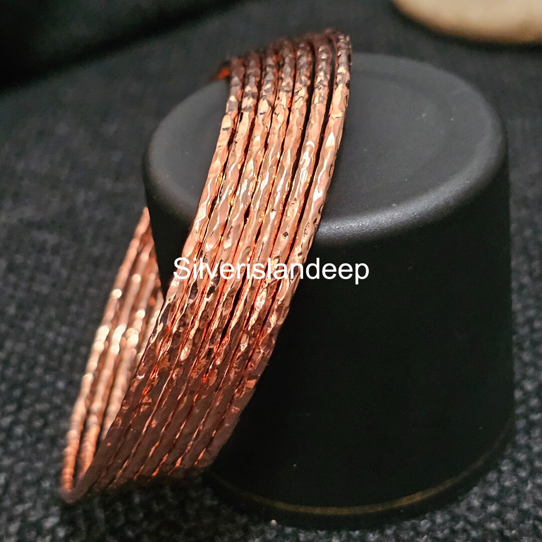 Set of 7 Solid Red Copper Bangle, Simple Pure Copper Bangle, Set of 7 ...
