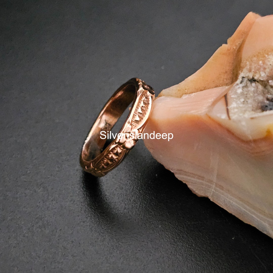 Solid Copper Ring, Stacking Copper Ring, Textured Band Ring, Pure ...