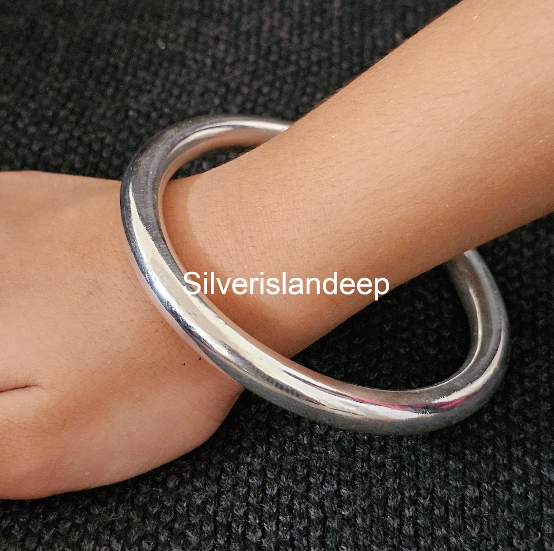 925 Sterling Silver Bangle Handmade Silver Jewelry Handmade Thick 7 Mm Organic Silver Bangle ...