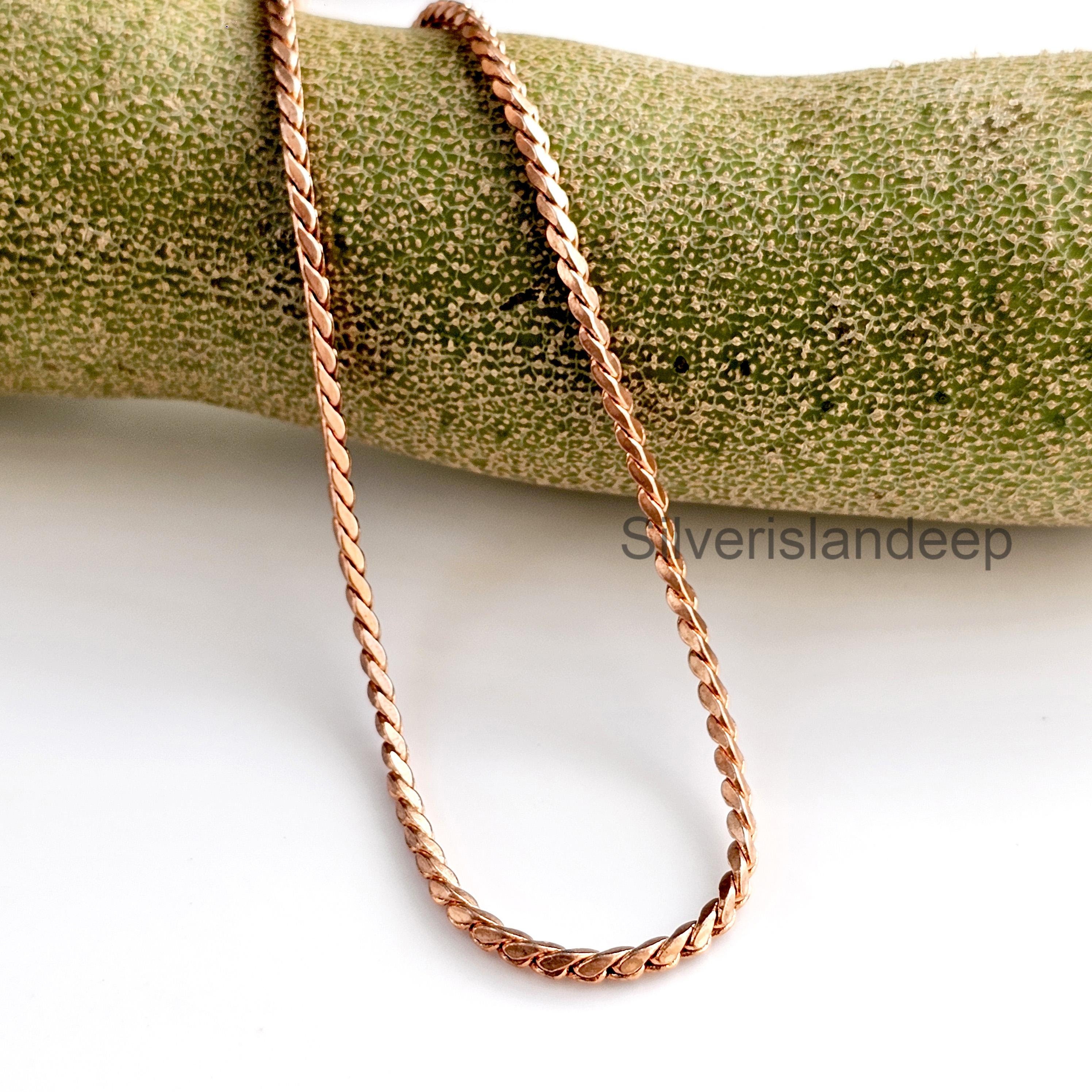 100 & Pure Pure Copper Chain Necklace, Pure Copper Wheat Chain, Solid ...