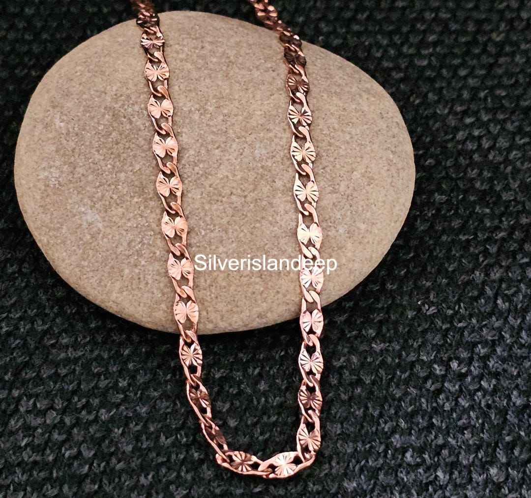 Pure Copper Chain Flower Necklace, Charm Copper Chain , Solid Copper ...