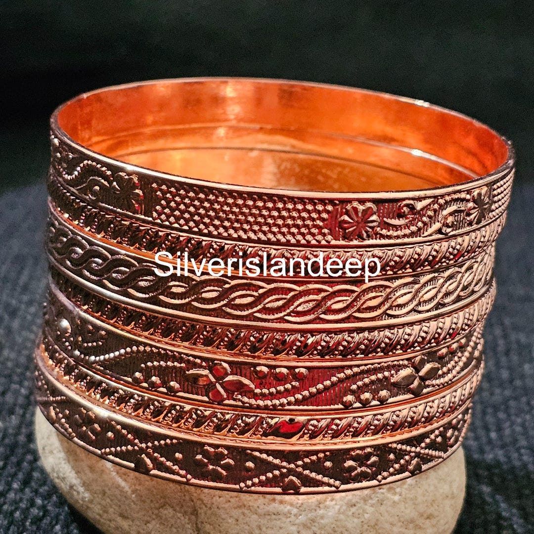 Set of 7 Solid Copper Bangle, Simple Pure Copper Bangle, Set of 7 Pcs ...