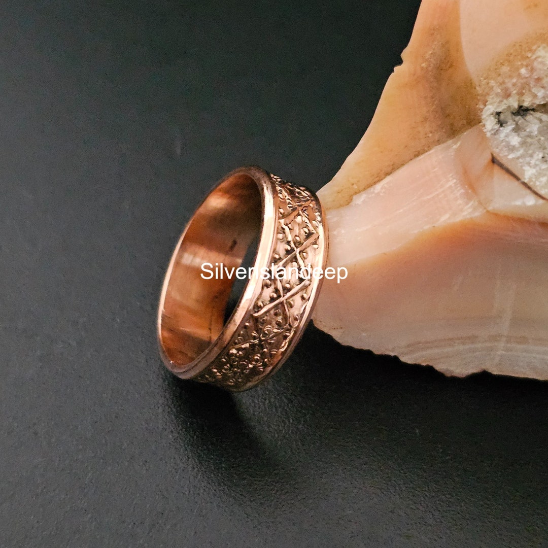 100 % Pure Pure Copper Flower Ring, Solid Copper Ring, Energy Ring ...