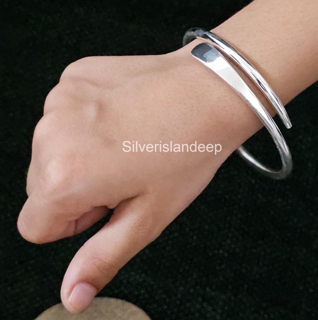 Sterling Silver Wrap Bangle Thick Heavy Silver Bangle, Chunky Silver ...