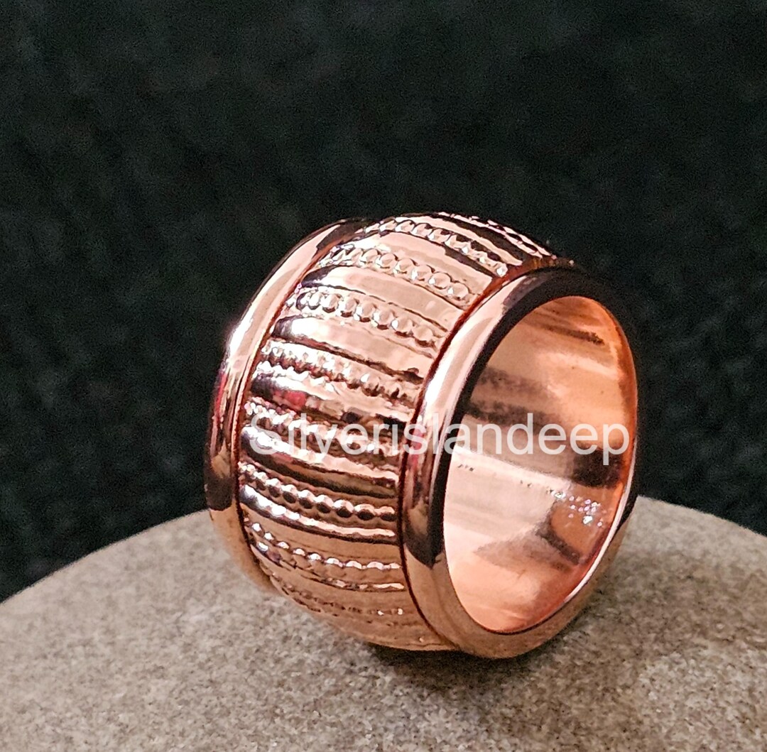 100 % Pure Copper Ring, Solid Copper Ring, Meditation Ring, Wide Band ...