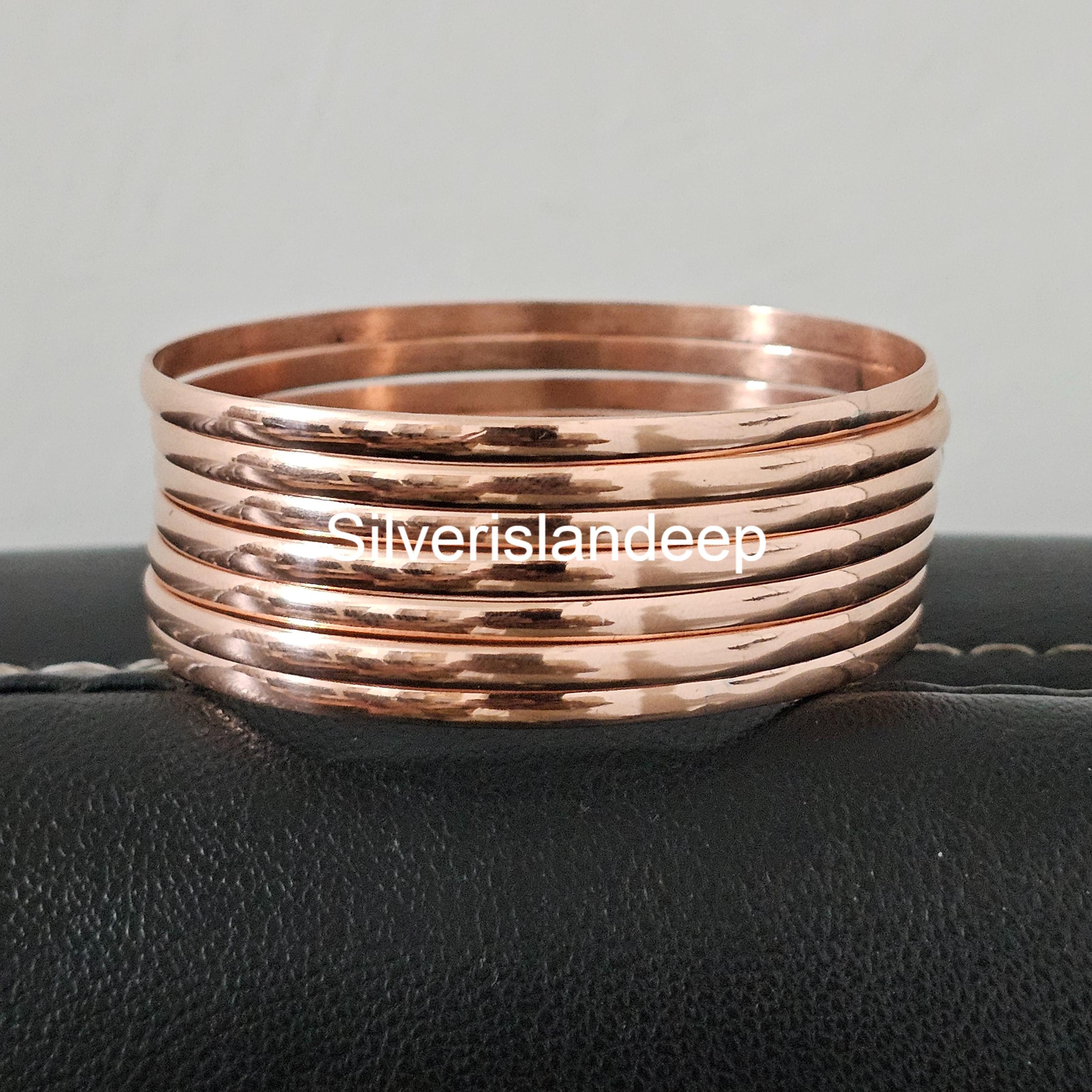 Set of 7 Solid Copper Bangle, Simple Pure Copper Bangle, Set of 7 Pcs ...