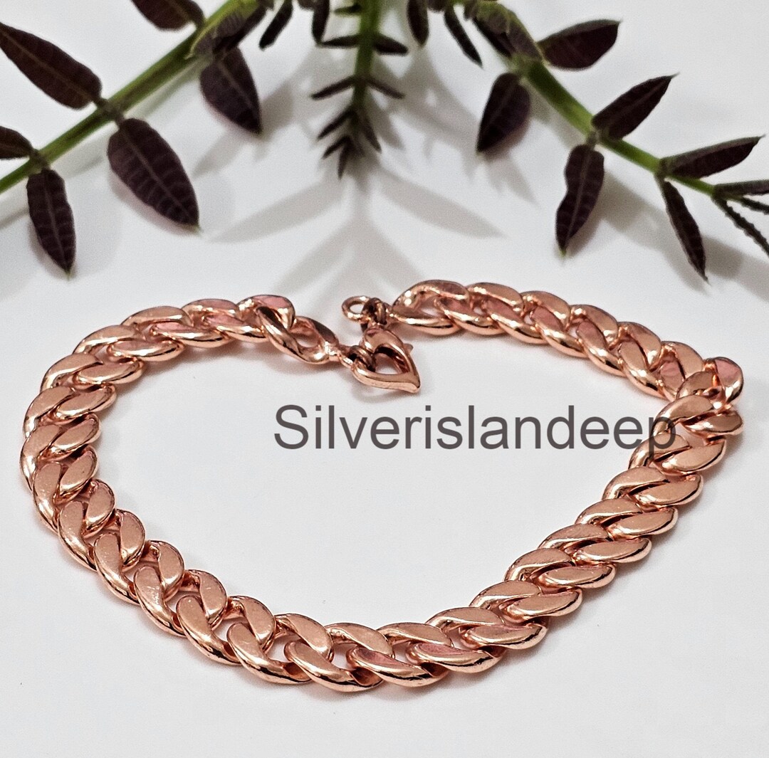 Pure Copper Curb Bracelets,handmade Solid Chain Bracelets ,heart ...