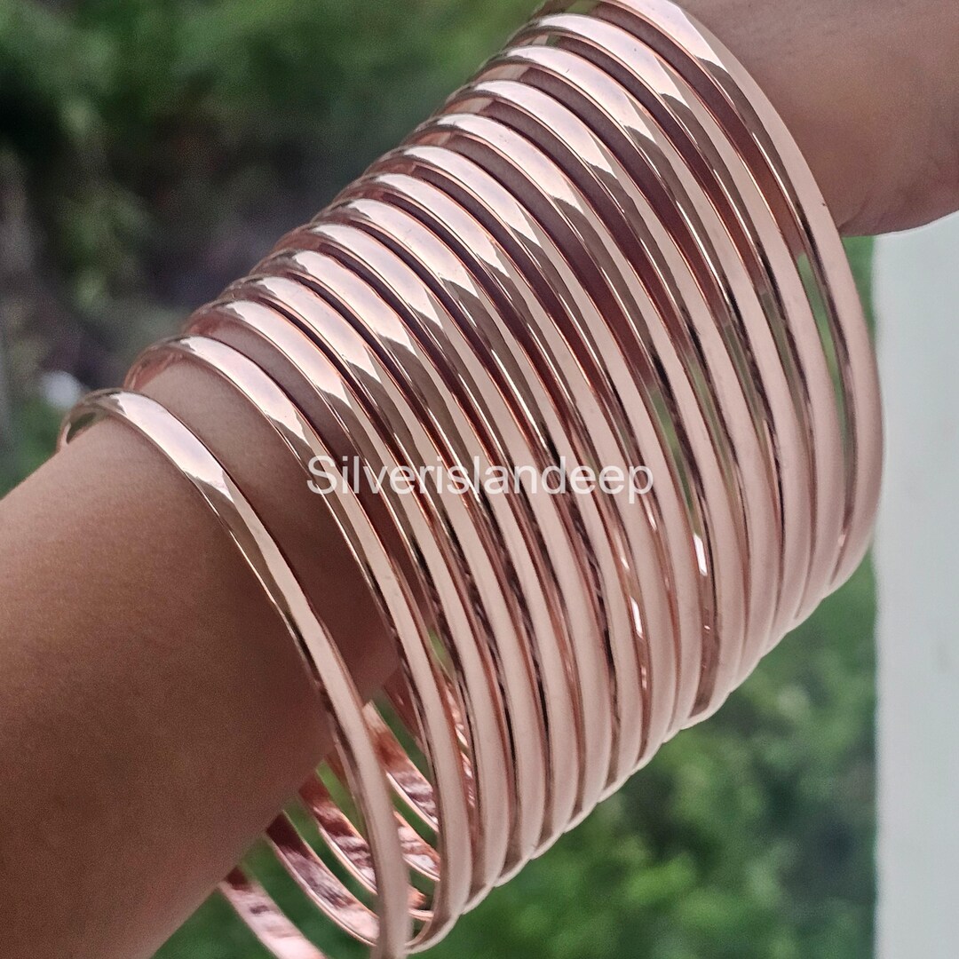 Set of 7 Solid Copper Bangle, Simple Pure Copper Bangle, Set of 7 Pcs ...