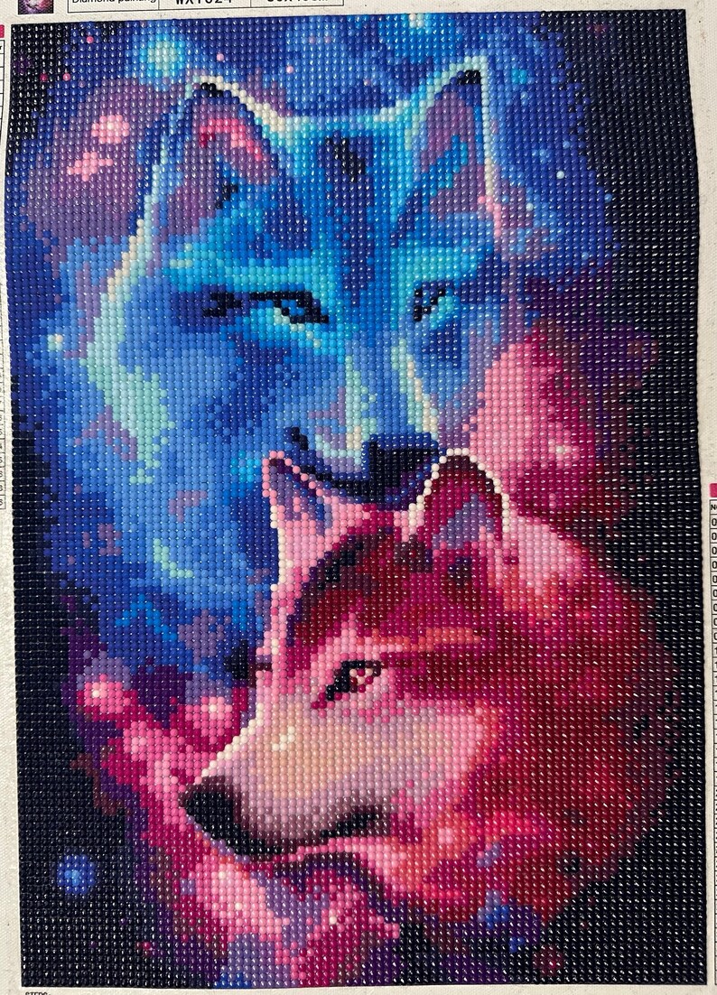 Blue & Pink Wolves - Diamond Art - Etsy