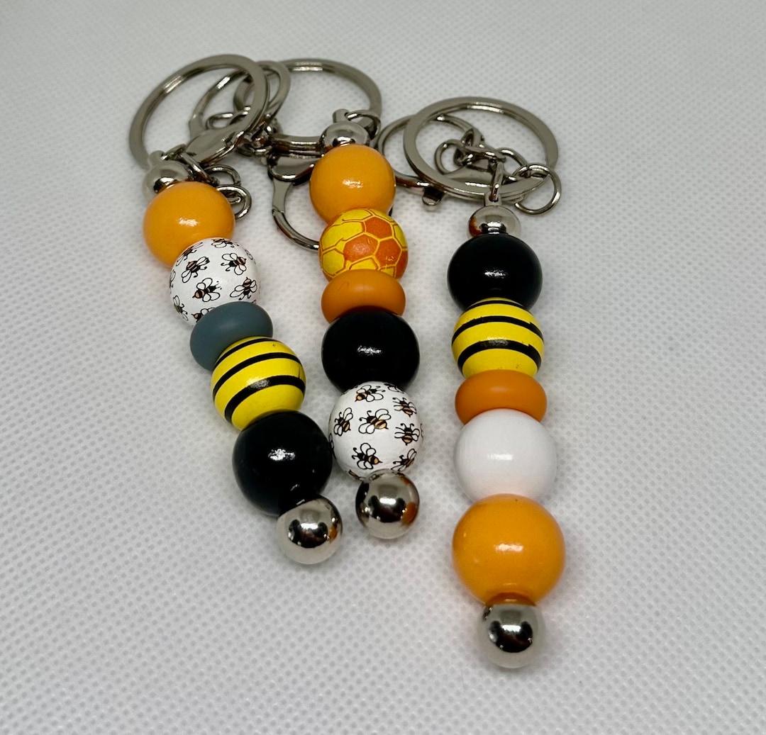Wood Beaded Keychain - Etsy