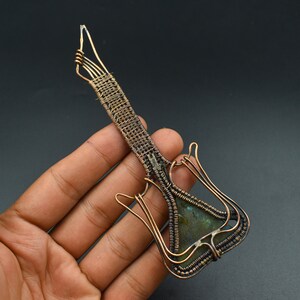 Labradorite Copper Pendant Wire Wrapped Guitar Pendant - Etsy
