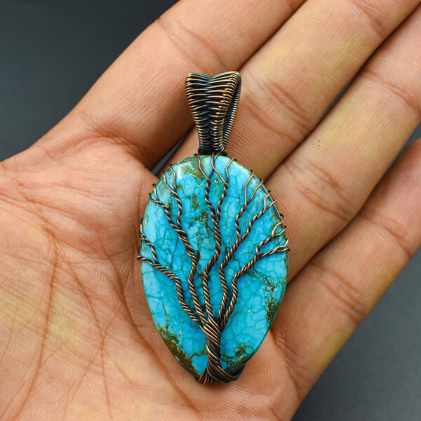 Turquoise Tree of Life Necklace - Etsy