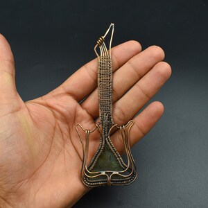 Labradorite Copper Pendant Wire Wrapped Guitar Pendant - Etsy