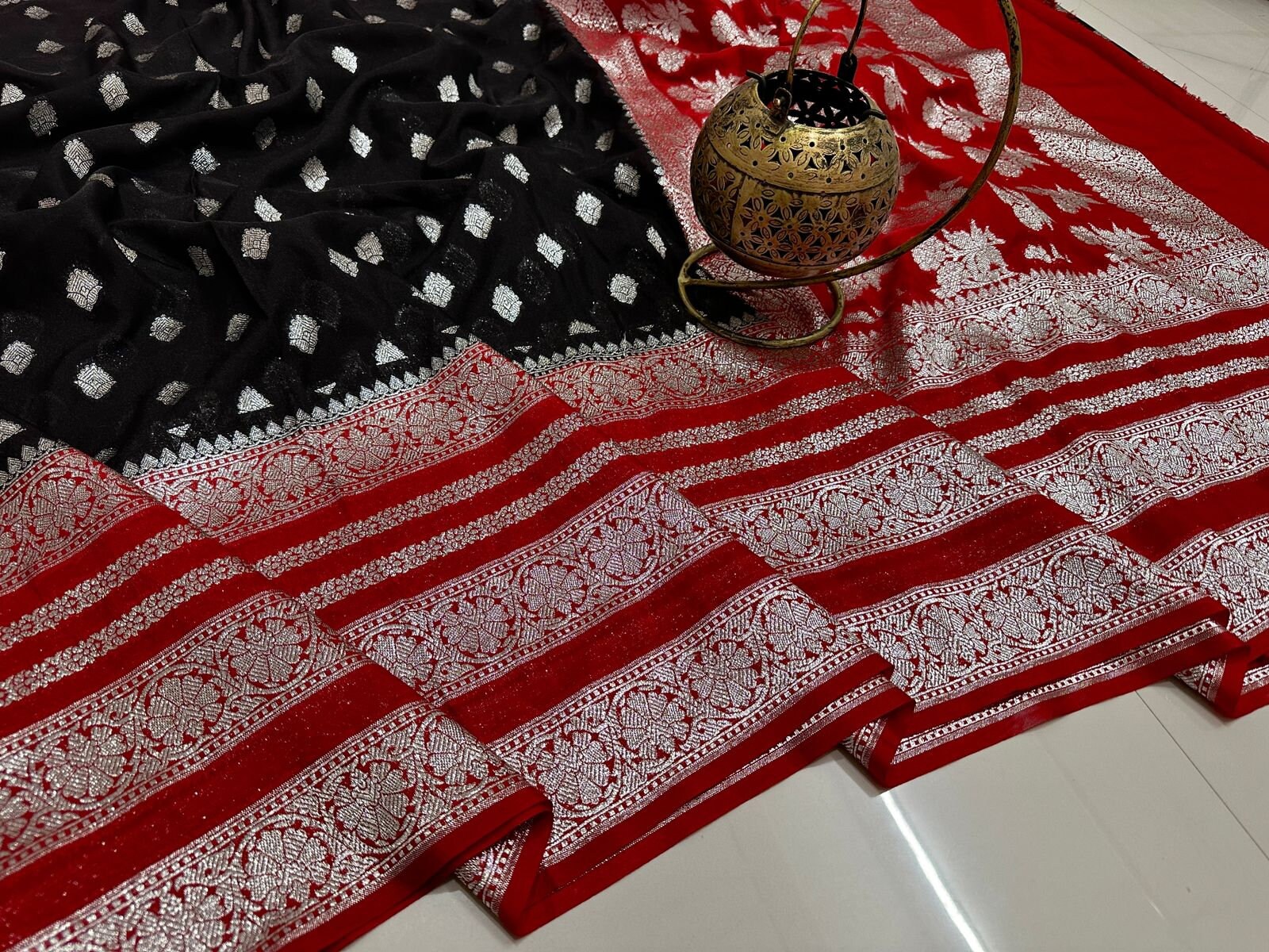 Banarasi Traditional Semi Kaddi Georgette Handmade Designer Saree for ...