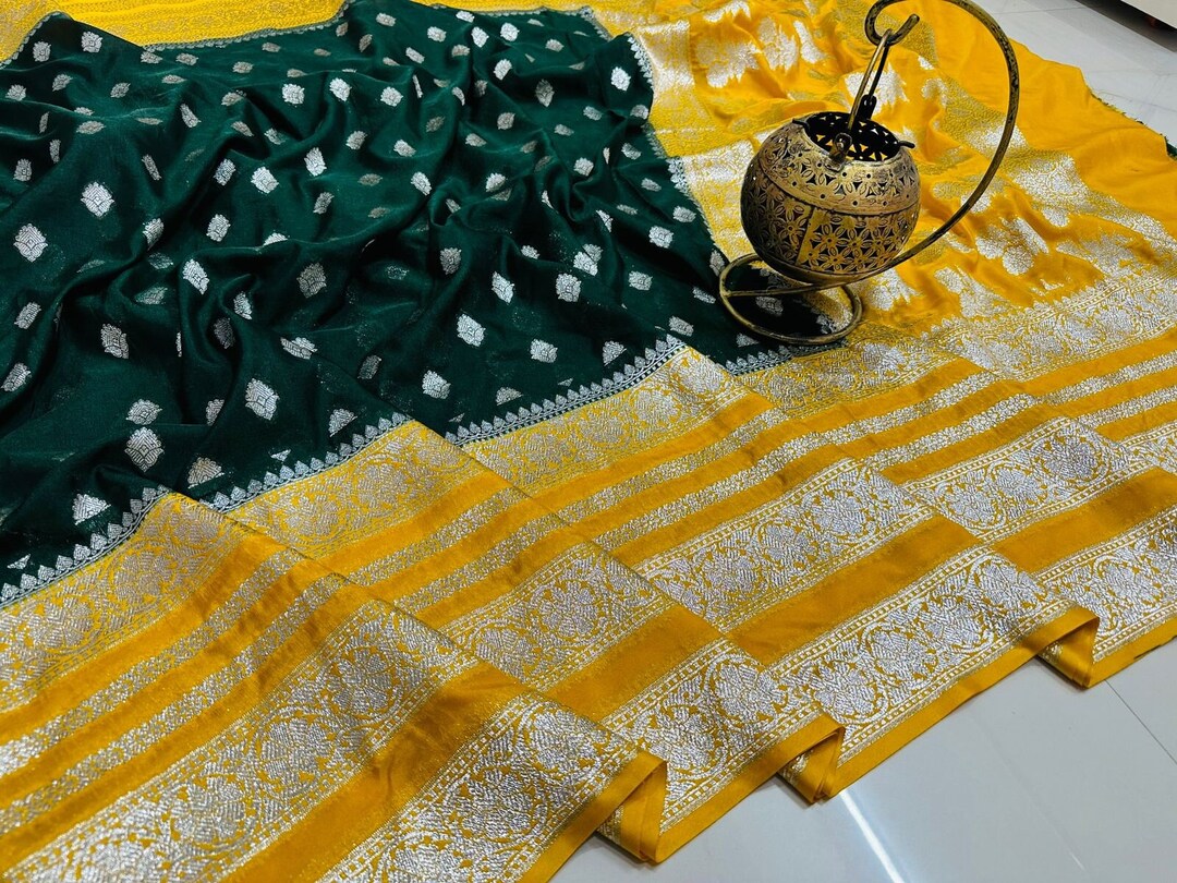 Banarasi Traditional Semi Kaddi Georgette Handmade Designer Saree for ...
