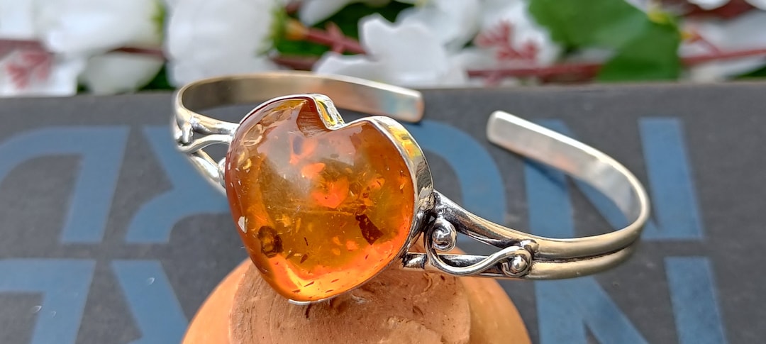 Heart Shap Bangle, Amber Bangle, Dainty Bangle, Women Bangle, Cuff ...