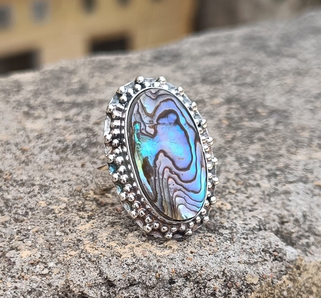 Natural Abalone Shell, Abalone Shell Ring, Handmade Ring, 925 Silver ...