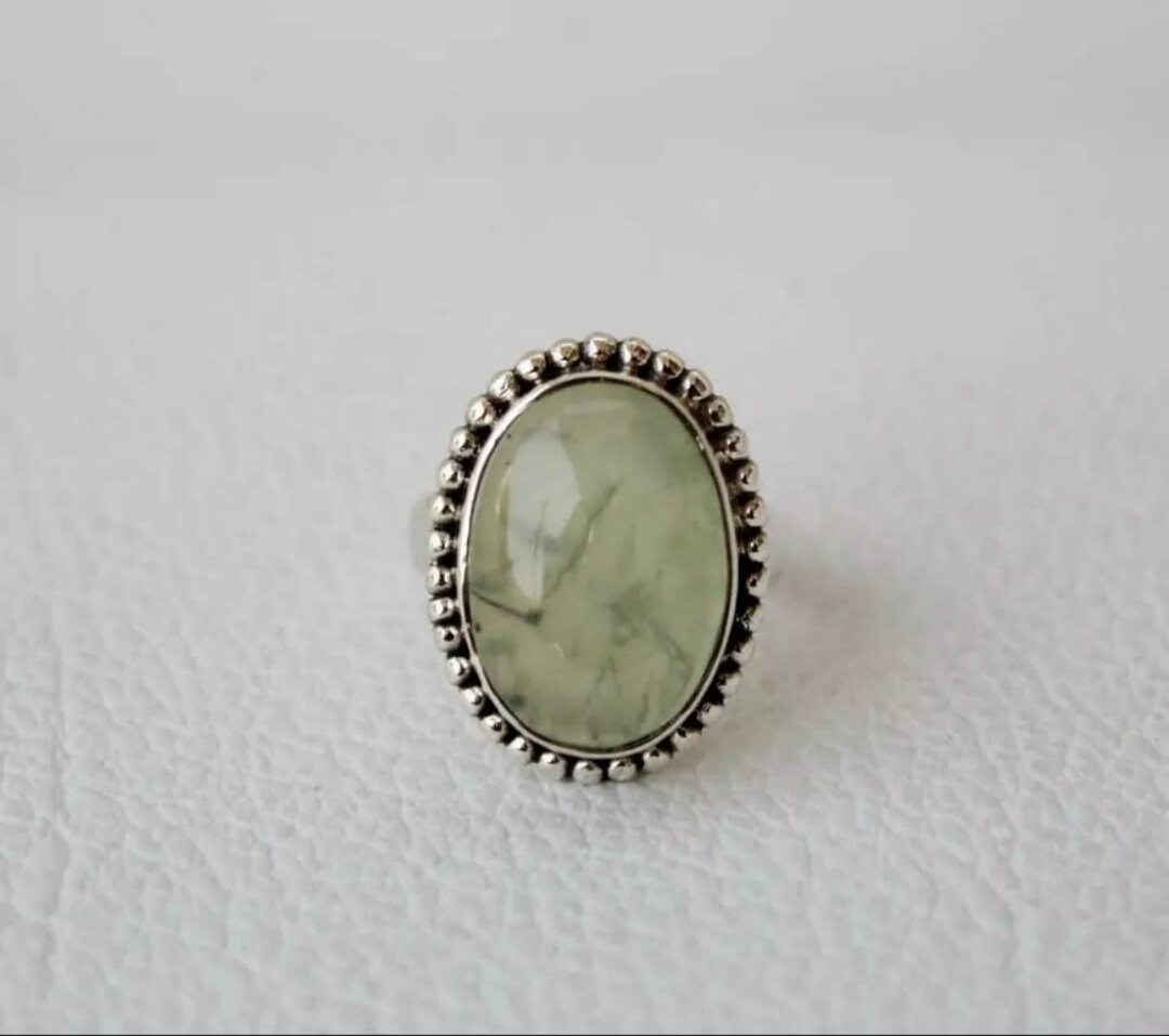 Prehnite Ring, Vintage Ring, Gemstone Ring, 925 Silver Ring, Statement ...