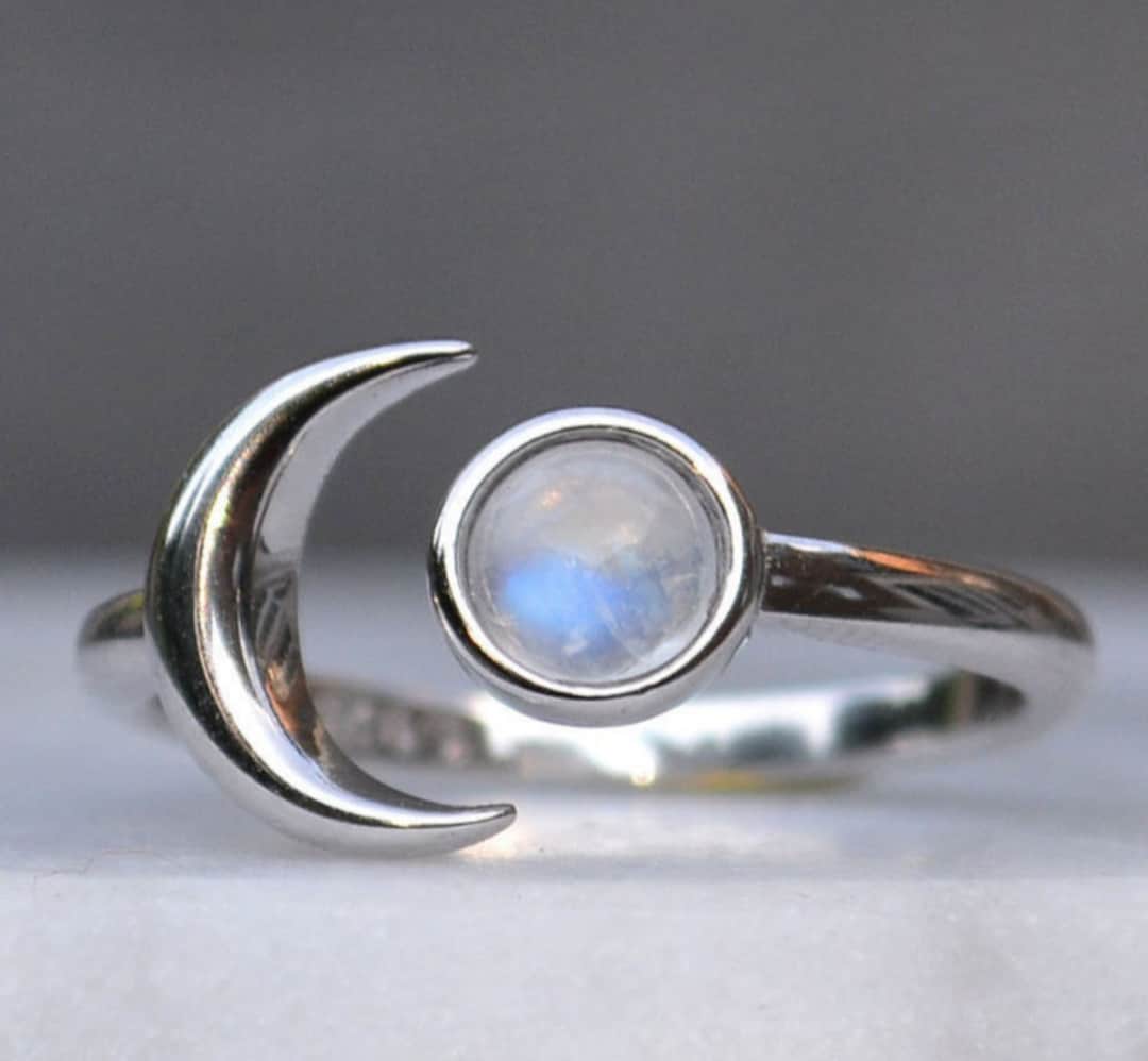 Moonstone Ring, Adjustable Ring, Women Ring, Dainty Ring, 925 Silver ...