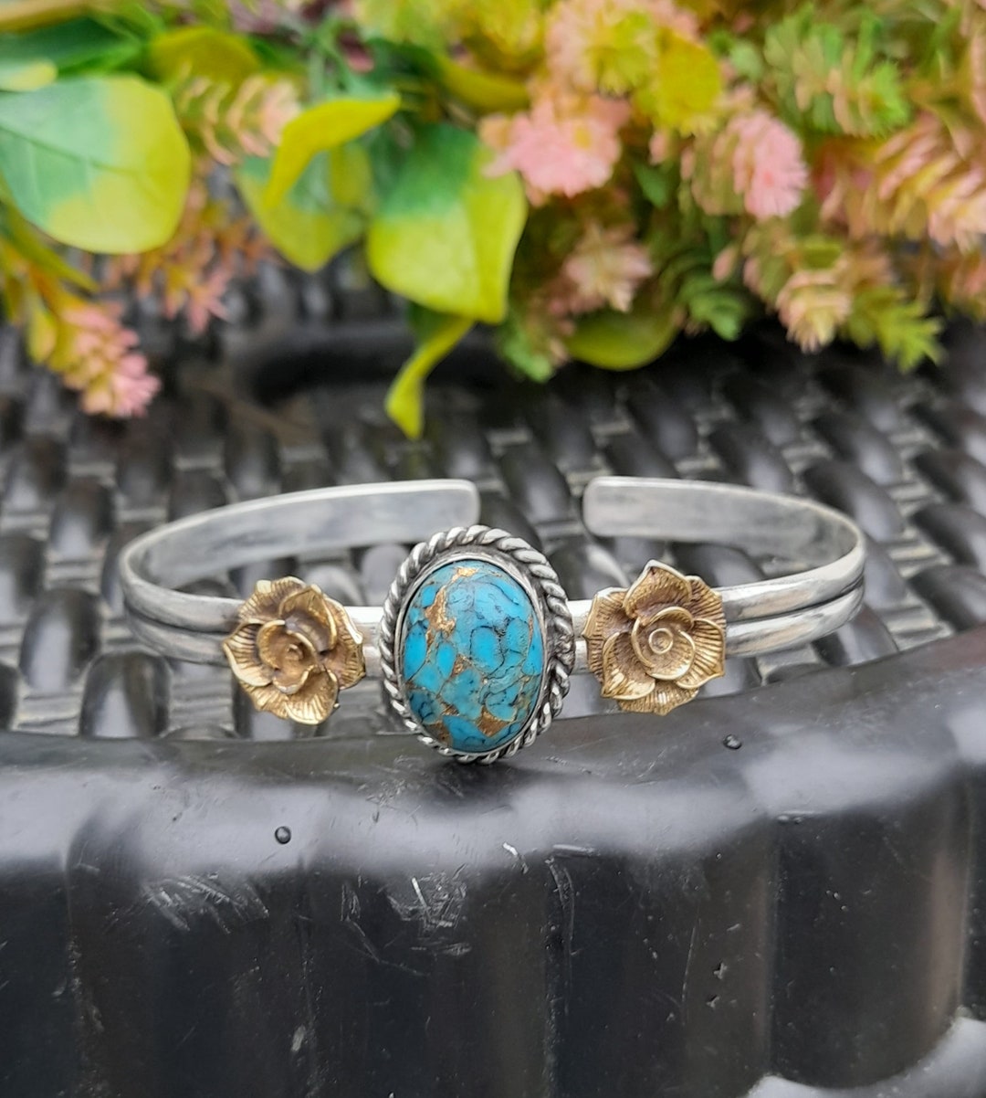 Copper Turquoise Bangle, Women Bangle, 925 Silver Bangle, 18k Gold ...