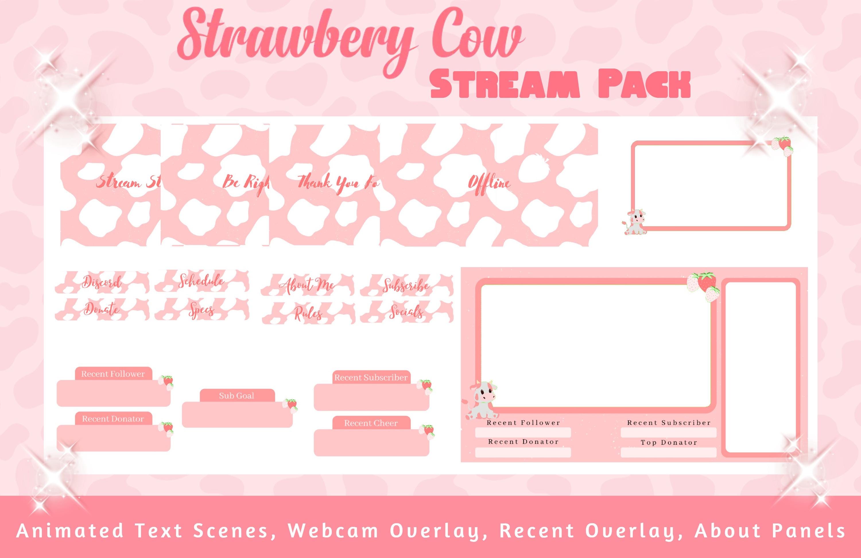 Animated Strawberry Cow Overlay Package | Streamlabs OBS Strawberry Cow ...