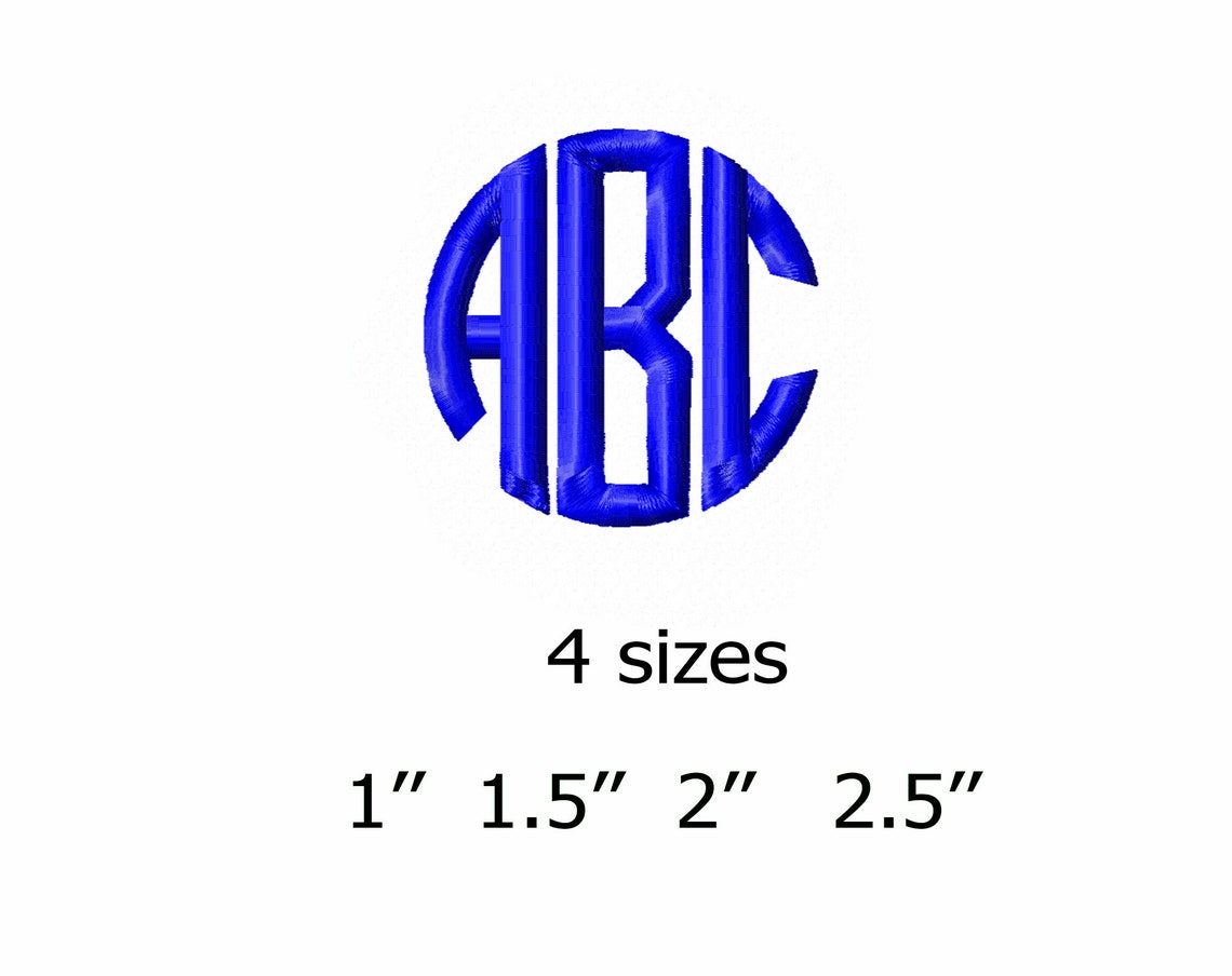 Circle Monogram Embroidery Designs. Monogram Font Machine - Etsy