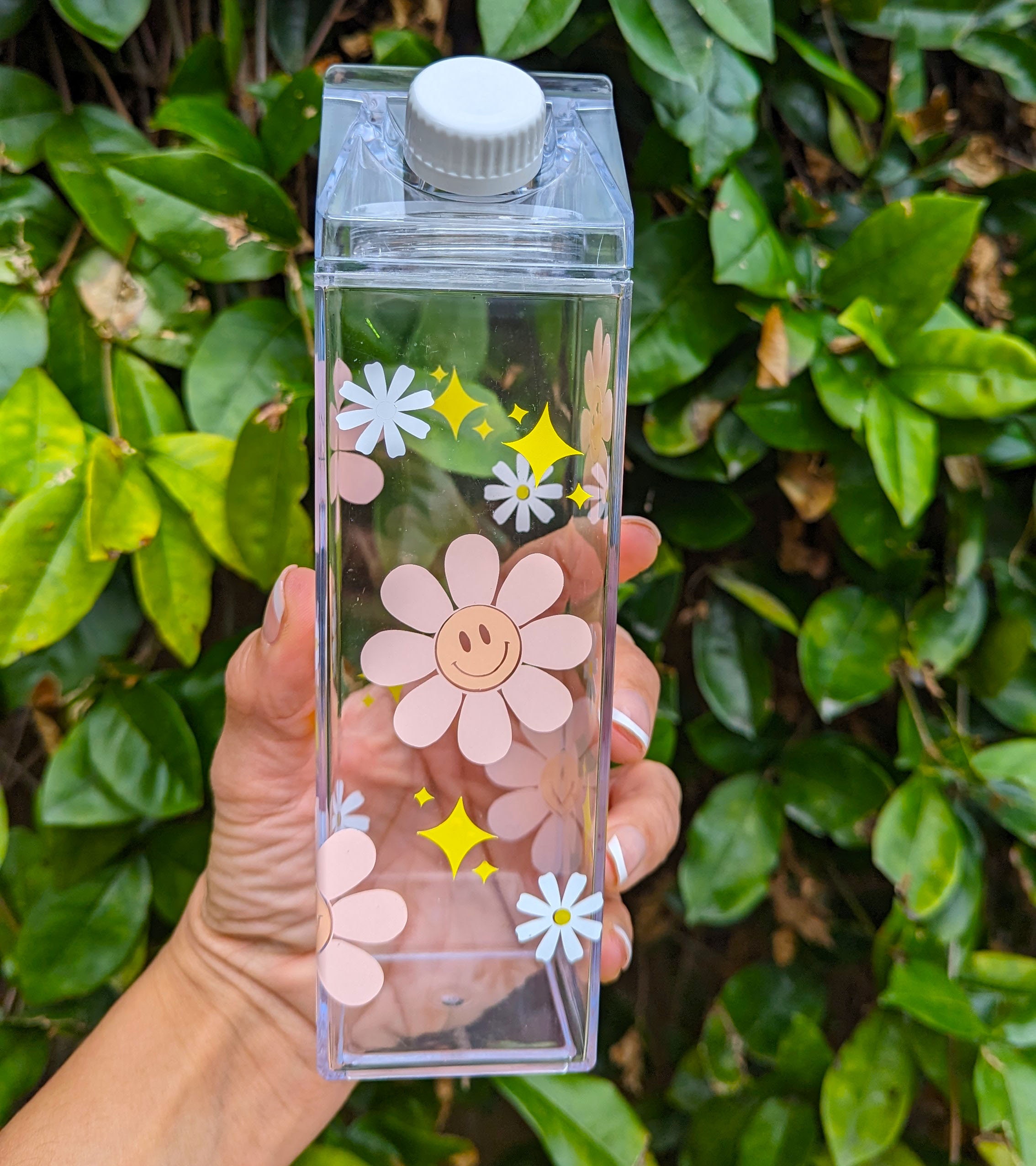 Water Bottle Flowers Smiles, Milk Carton Design, Decorated Water Bottle ...