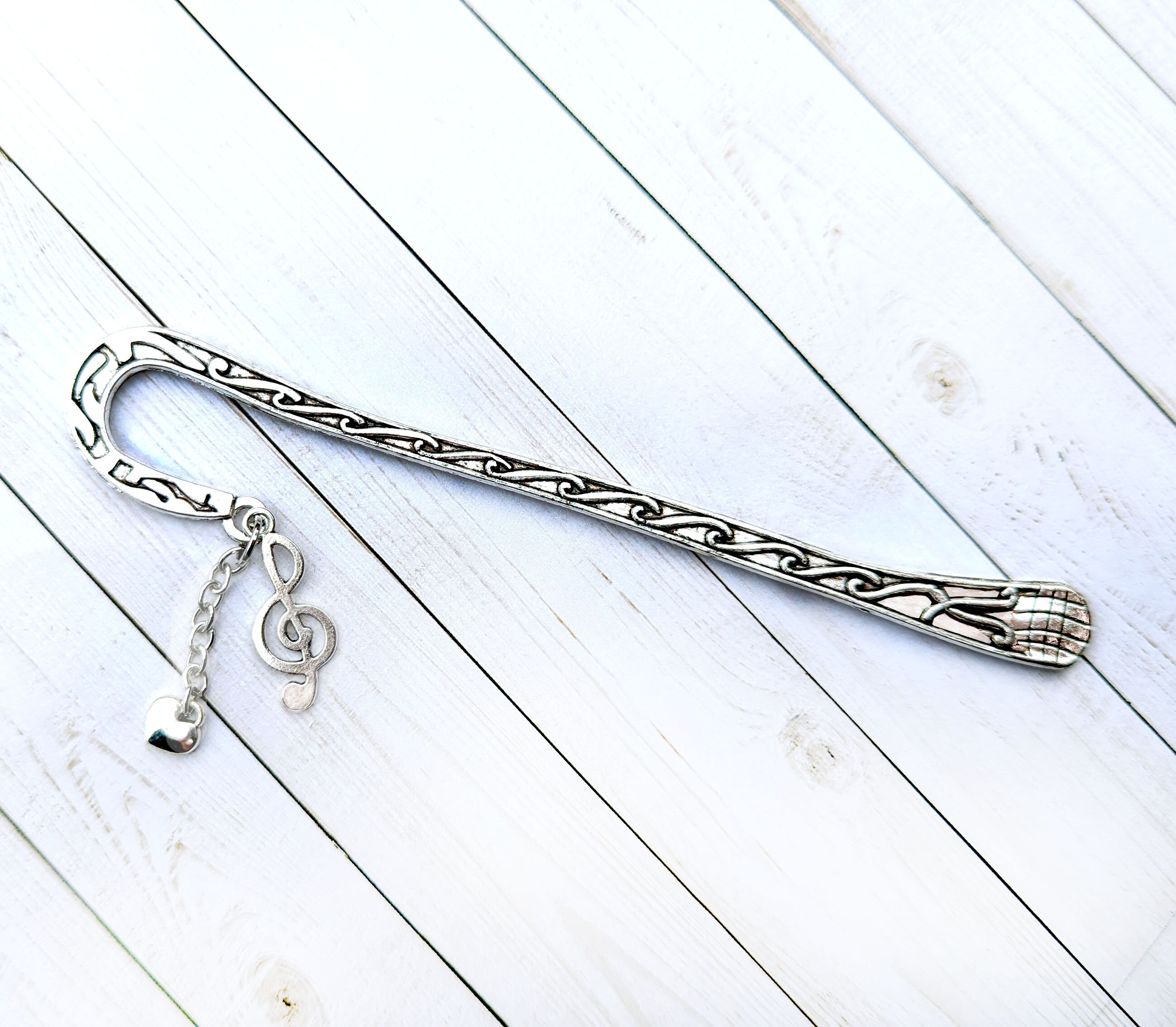 Cute Hook Silver Bookmarks With Charms Book Spine Bookmark - Etsy