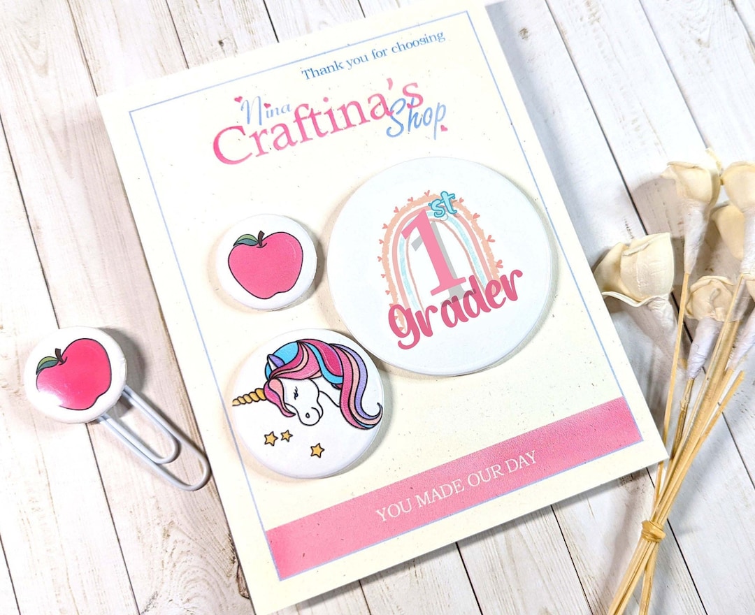 Set of 3 Buttons, Custom Grades, Backpack Buttons, Set of 3+ Bonus Clip ...
