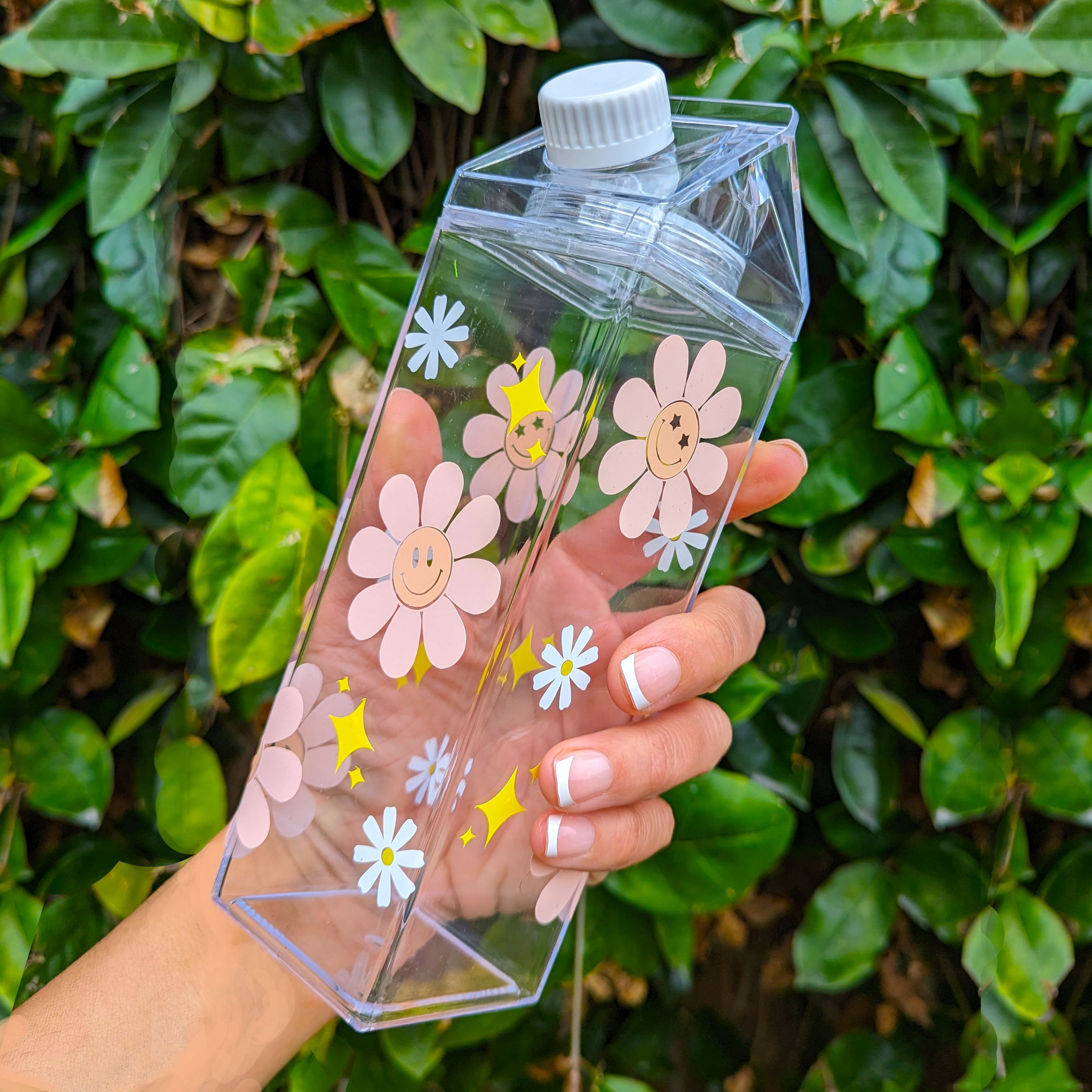 Water Bottle Flowers Smiles, Milk Carton Design, Decorated Water Bottle ...