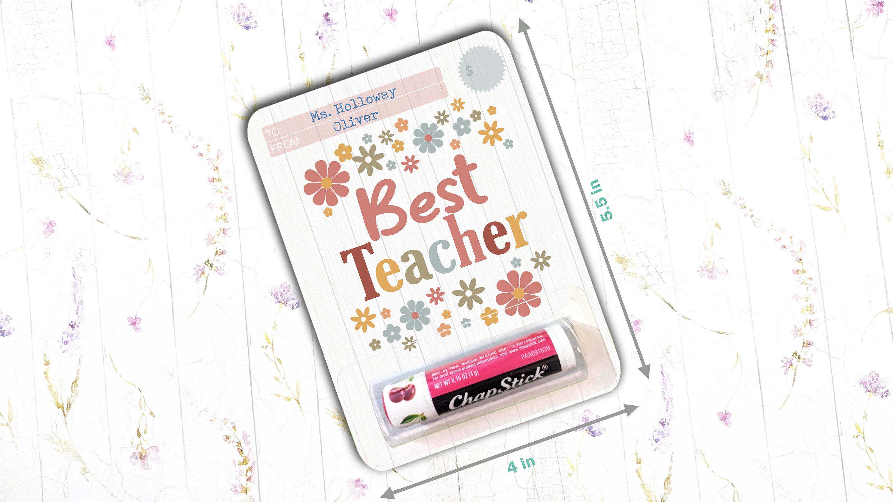 Teacher Lip Balm Holder Teacher Gift Teacher Appreciation Money Card ...